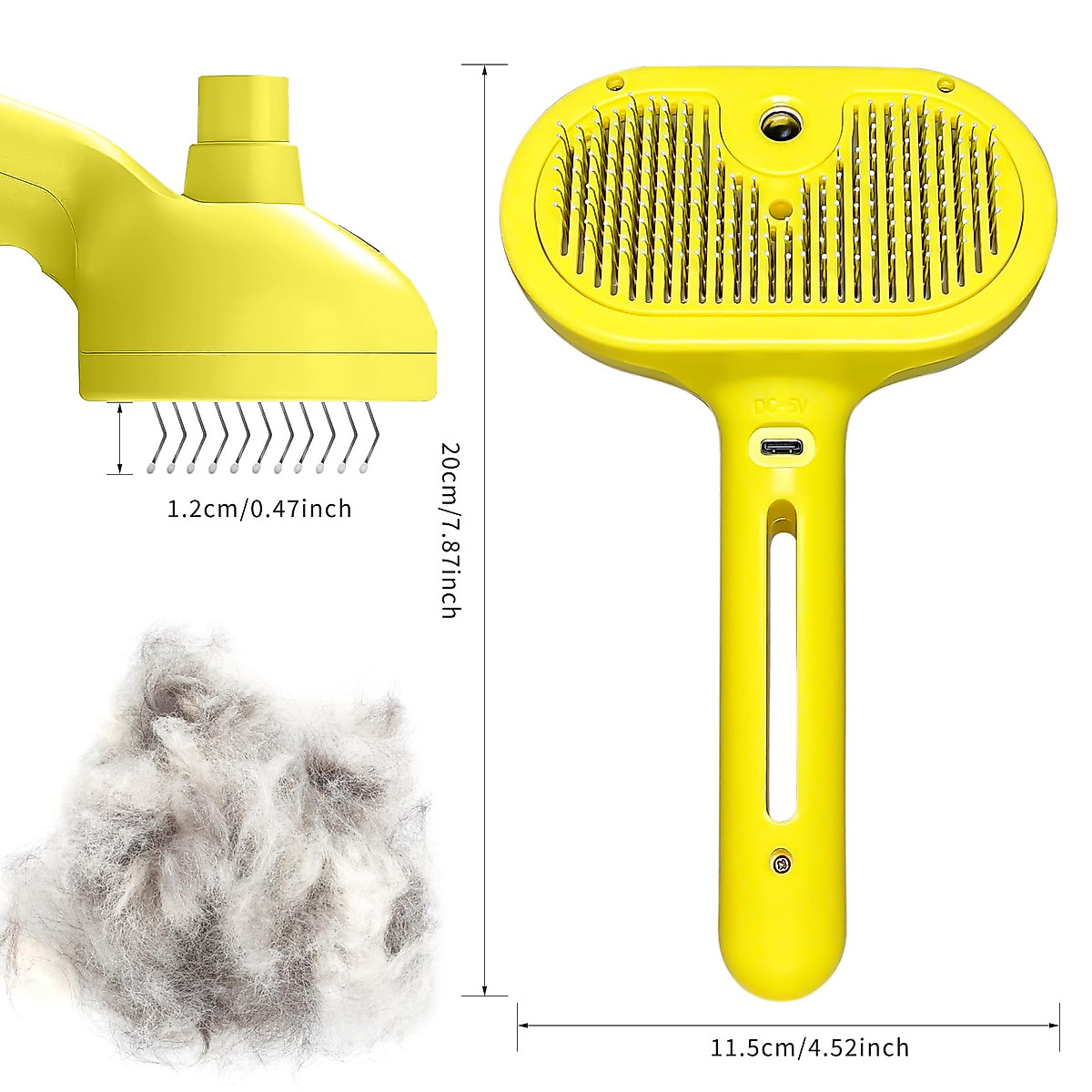 CityinSky Cat Brush for Shedding - Pet Hair Removal Comb with Water Tank, Steam Brush, Cat Bath Brush, Dog Brush - Yellow