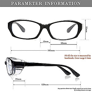 HJSTES Safety Glasses for Women Anti Fog Nurse Safety Goggles Clear Frame Blue Light Protective Glasses(Black)