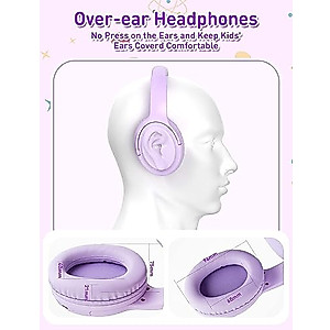 SIMJAR Kids Bluetooth Headphones, Lightweight Girl Headphone with Microphone, Volume Limiter 85/94dB, 50H Playtime, Over Ear Kids Wireless Headphones for Tablet/iPad/Travel