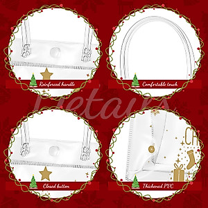 24 Pcs Christmas Clear Gift Bags with Bow Ribbon PVC Party Favor Bags with Handles 7.8 x 7.8 x 3.1" Plastic Gift Wrap Tote Bags for Retail Christmas Wedding Birthday Baby Shower Party Favors