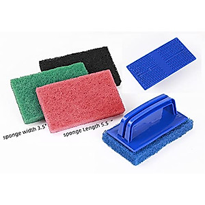 Grill Scrubber Pad,Griddle Cleaning Kit, Blackstone Griddle Seasoning,Grill Brush 5 Piece and 1 Grill Pad Holder, Cleaning Brush for Charcoal, Cast Iron Cookware, Oven,Gas Grills,Stovetop,Grate