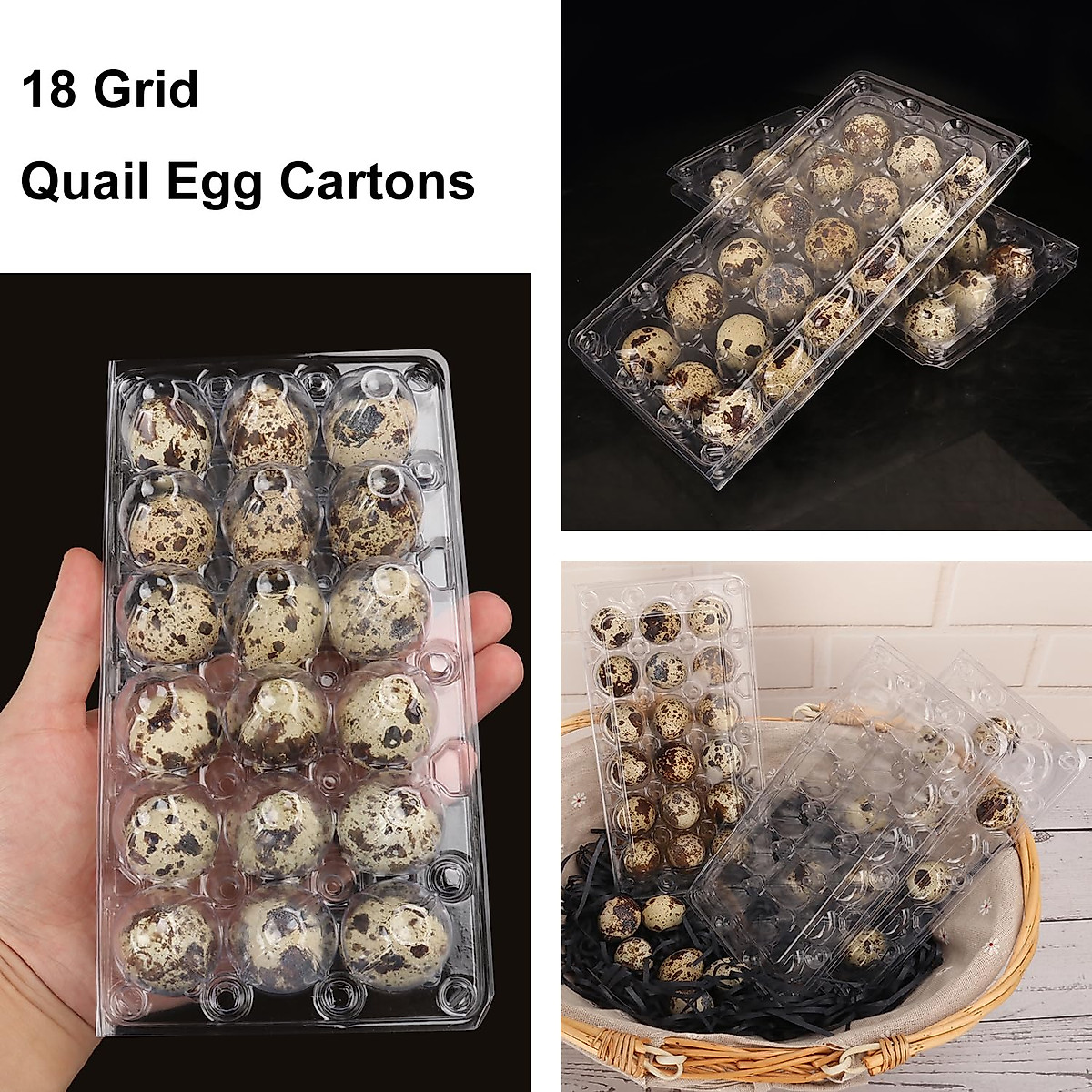 110 Pack Quail Egg Cartons, Clear Plastic Quail Egg Trays, Holds up to 18 Quail Eggs Securely - Your Ultimate Small Eggs Carton Holders for Bulk Storage and Display by KUKLIPJIM