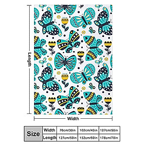 Colorful Romantic Butterflies Throw Blanket for Couch Bed Flannel Lap Blanket Lightweight Cozy Plush Blanket for All Seasons 50"x70"