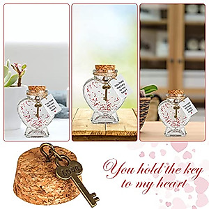 You Hold the Key to My Heart Romantic Bottle, Heart Decorative Bottle Gifts for Boyfriend or Girlfriend Valentine's Day Anniversary ，Wish Jar with Tiny Card Present Box Gift for Wife or Husband.
