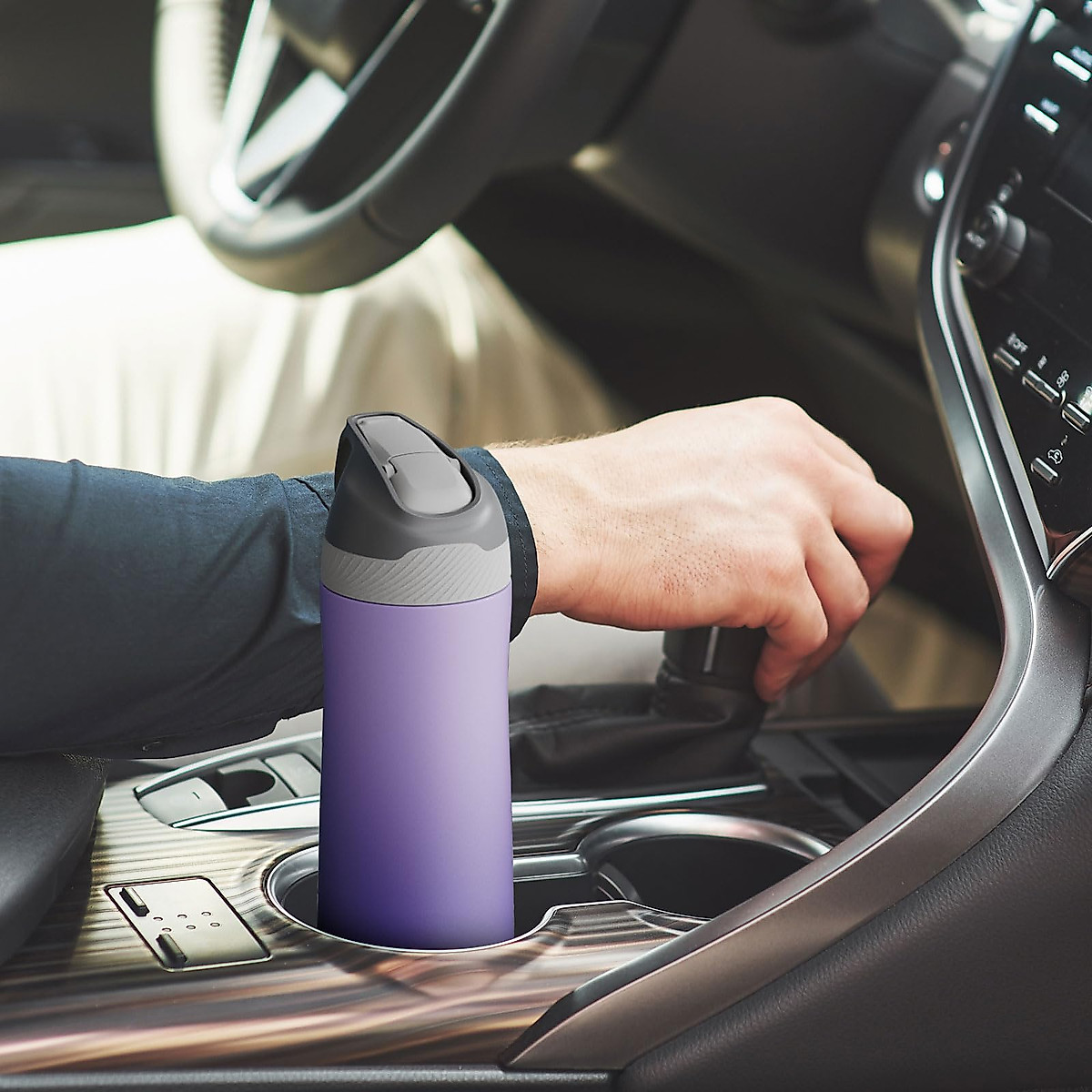 FJ bottle Sports Water Bottles with Straw, 20 oz Double Wall Vacuum Insulated Stainless Steel Bottle Keeps Hot and Cold, With Cleaning Brush, Perfect Gifts for Girl and Lady, Purple Syringa Lilac