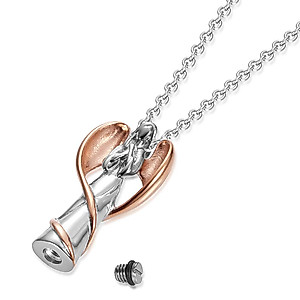 Gisunye Cremation Urn Necklace for Ashes Angel Wing Keepsake Locket Stainless Steel Cross Cremation Jewelry Waterproof Memorial Pendant