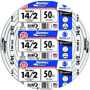 Southwire 28827422 50' 14/2, White & Disston E0215000 Blu-MOL RemGrit Hole Saw Accessories Dust Bowl, for Installing Recessed Lights and Works with All Hole Saws