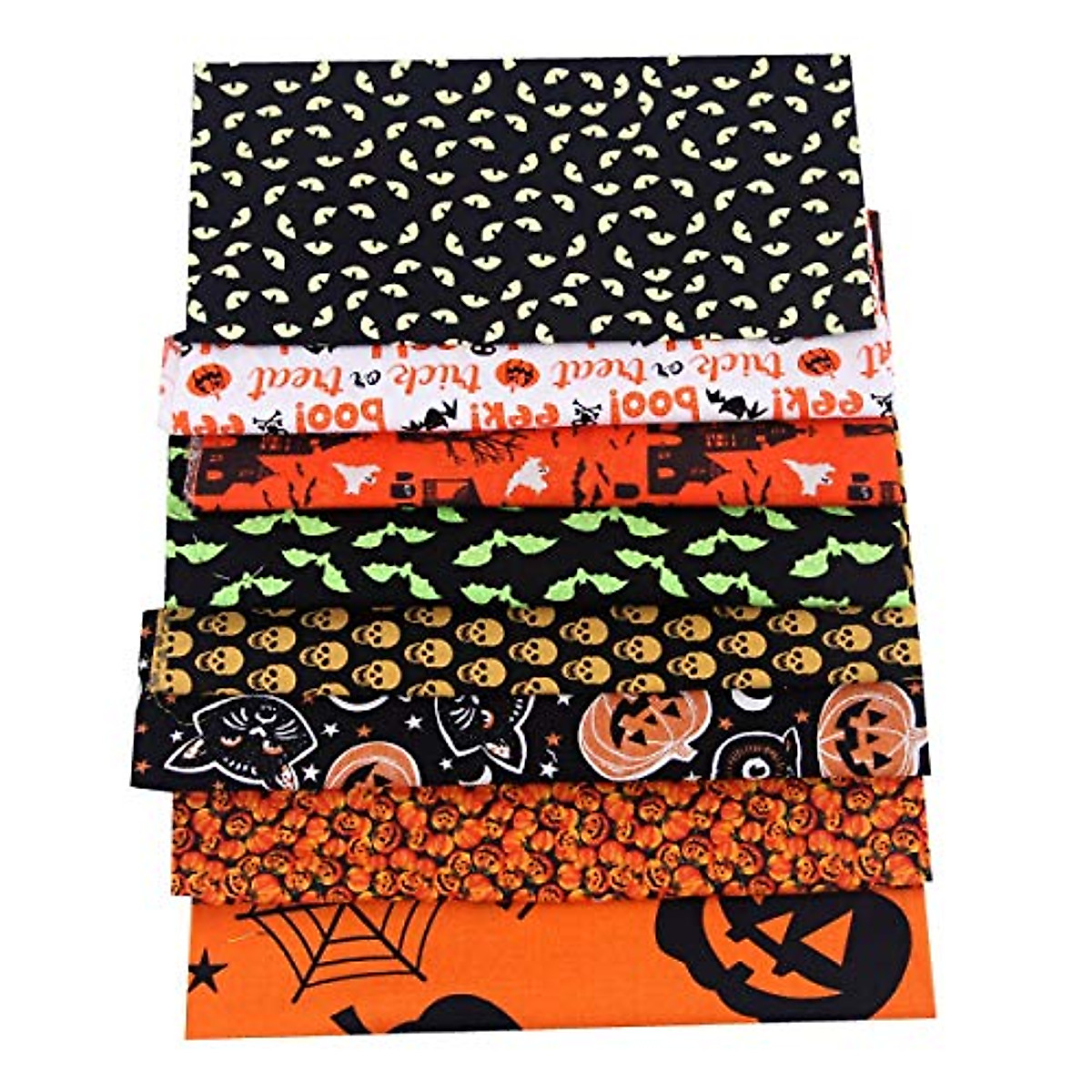 KIPETTO Halloween Cotton Fabric 16Pcs Squares Printed Patchwork Fabric for DIY Sewing Scrapbooking Quilting Masks, 9.8" x 9.8"