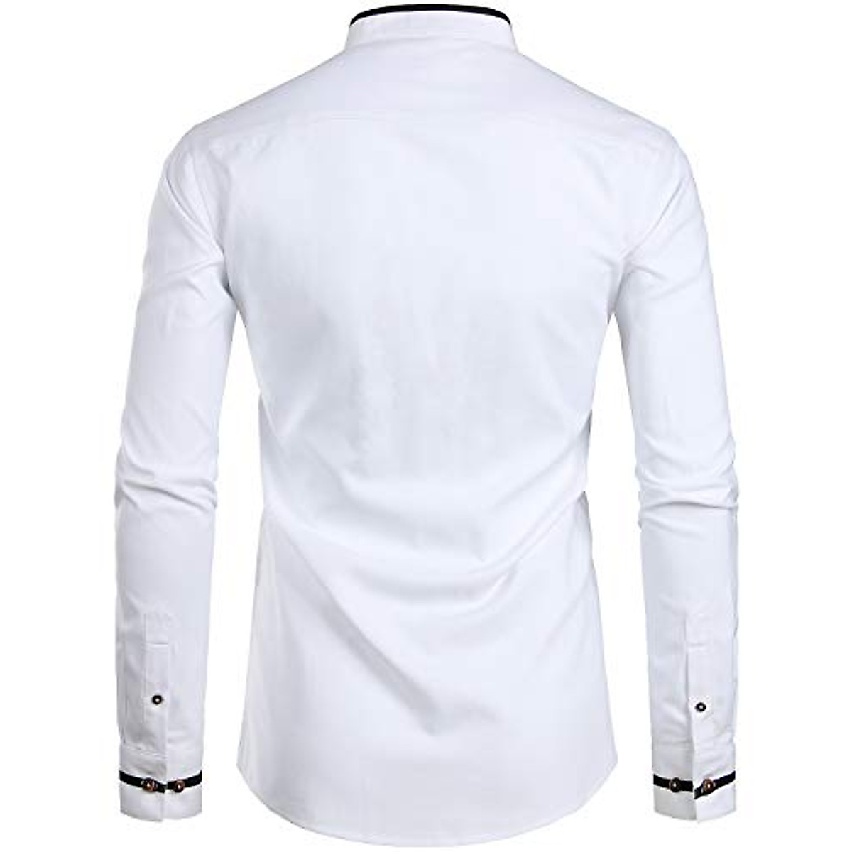 ZEROYAA Mens Hipster Mandarin Collar Slim Fit Long Sleeve Casual Button Down Oxford Dress Shirt with Pocket Z113 White Small