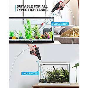 PAIZOO Aquarium Gravel Cleaner, 5 in 1 Fish Tank Siphon Vacuum Cleaning Tools for Aquarium Water Changer Sand Cleaner Kit with Brush Head & Algae Scraper