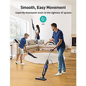 Aspiron Stick Vacuum Cleaner, Small Vacuum Cleaner with 20kPa Powerful Suction & 0.88QT Dust Cup and 32ft Power Cord, 5-in-1 Handheld Lightweight Bagless Vacuum Cleaner Carpet and Floor for Pet