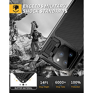 Lanhiem Magnetic for iPhone 14 Pro Max Metal Case, [Built-in Camera Kickstand & Glass Screen Protector] Heavy Duty Full Body Rugged Protective Military Magsafe Cover for iPhone 14 Pro Max 6.7" (Black)