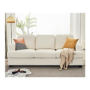 HOWE Couch, Comfy Sofa Couch with 24" Extra Deep Seats, Offwhite Modern Sofa- 3 Seater Sofa Couch for Living Room Apartment Lounge, Bouclé