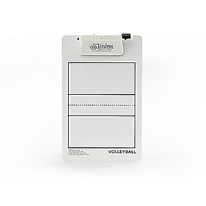Tandem Sport Volleyball Coaches Deluxe Clipboard - Double Sided Dry Erase Volleyball Coach's Clipboard with Dry Erase Marker - Plan Strategy, Visualize Plays - Volleyball Coaching Supplies