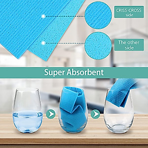 HOMEXCEL Swedish Sponge Dish Cloth, 12 Pack Reusable, Absorbent Hand Towels, Sponge Cloth for Kitchen, Bathroom, and Cleaning Counters (Pink/Blue/Yellow)