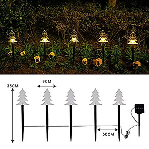 Solar Christmas Pathway Lights Outdoor, 2 Lighting Modes Solar Powered Stake Lights Waterproof, Christmas Decorations for Garden, Yard, Pathway, Lawn,Patio,Home Decor(5 Trees )