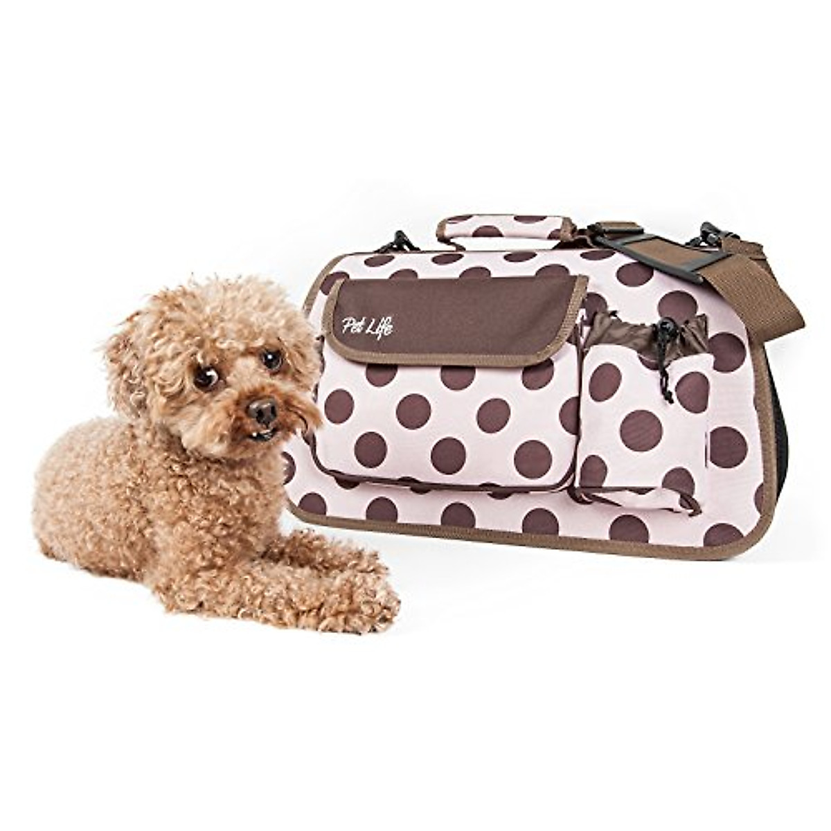 PET LIFE Folding Zippered Casual Airline Approved Fashion Travel Pet Dog Carrier with Bottle Holder, Medium, Plaid