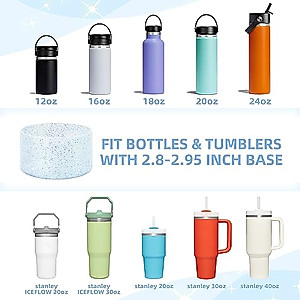 Vmini Protective Glitter Silicone Boot, Compatible with Stanley Tumbler 20-40oz & Hydro Flask Water Bottle 12-24oz and More Bottles/Tumblers with 2.8-2.95in Bottom, Bling Anti-Slip Sleeve Cover