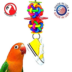 Bonka Bird Toys 1977 Sneaker Snowflake Bird Toy Durable Chew Treat Foraging Ball Parrot, Parrotlet, Quaker, Cockatiel, African Grey, and Similar pet Birds.