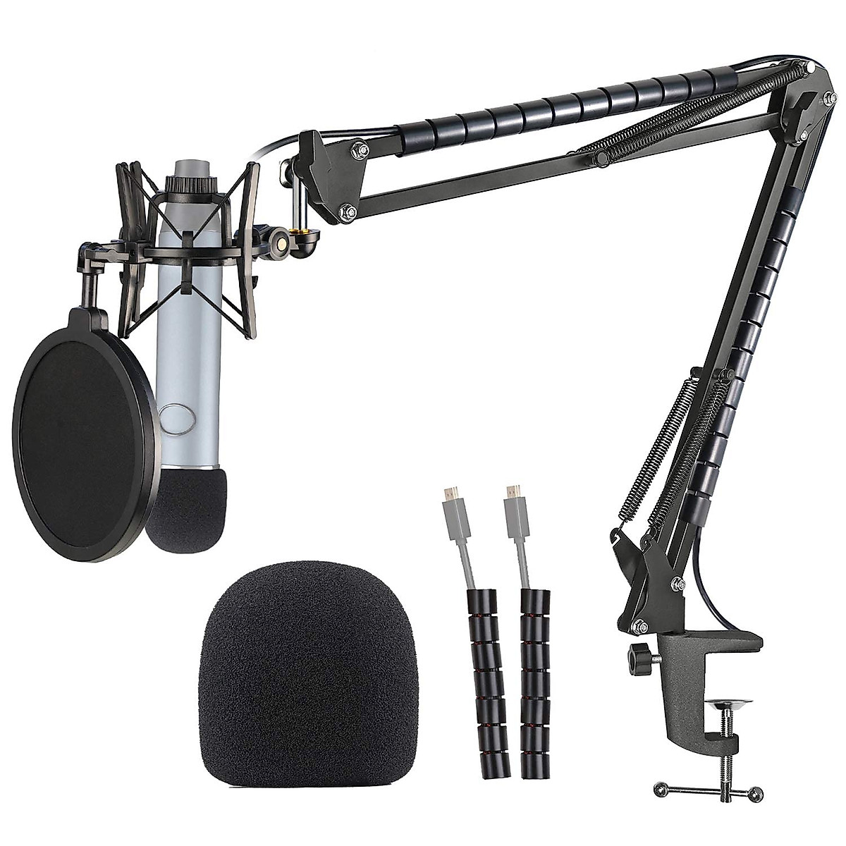 Ember Microphone Stand Shock Mount - Scissor Mic Boom Arm with Cable Sleeve Mic Pop Filter Windscreen Compatible with Blue Ember Microphone by YOUSHARES