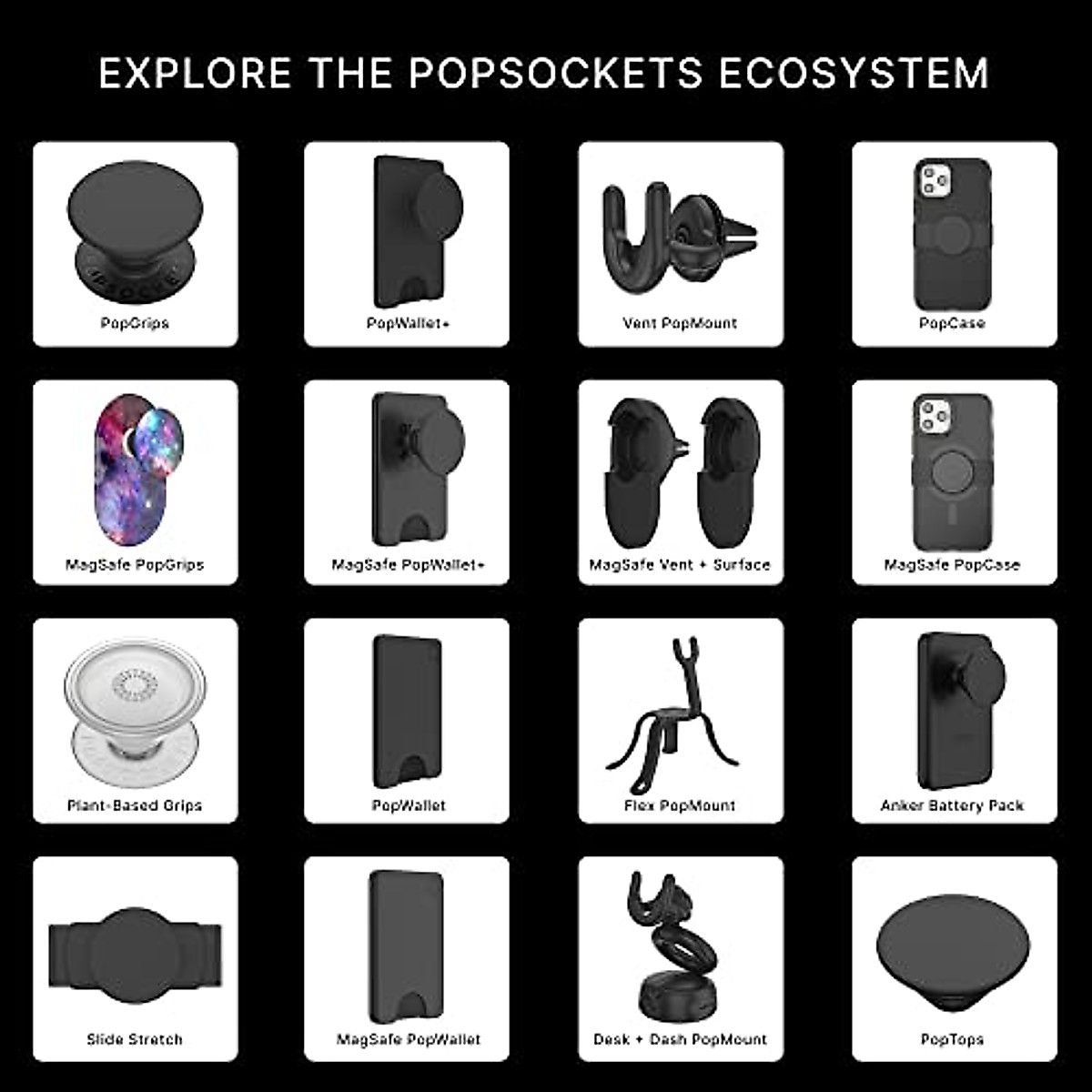 PopSockets: MagSafe Phone Grip, Phone Holder, Wireless Charging Compatible - Blue Nebula