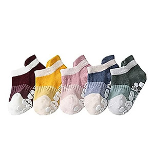 QandSweet Baby Toddler Non-Slip Socks Unisex Boy Girls' Socks Non-Skid Grips Ankle Sock (1-3T, 10 Pairs)
