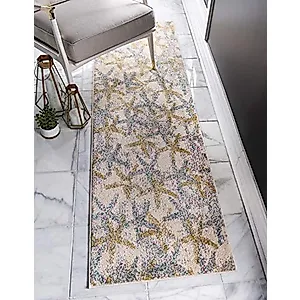 Unique Loom Positano Collection Coastal Modern Light Colors Starfish Beige Runner Rug (2' x 7')