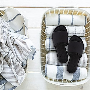 Dearfoams Women's Beatrice Velour Slide Slipper, Black, X-Large