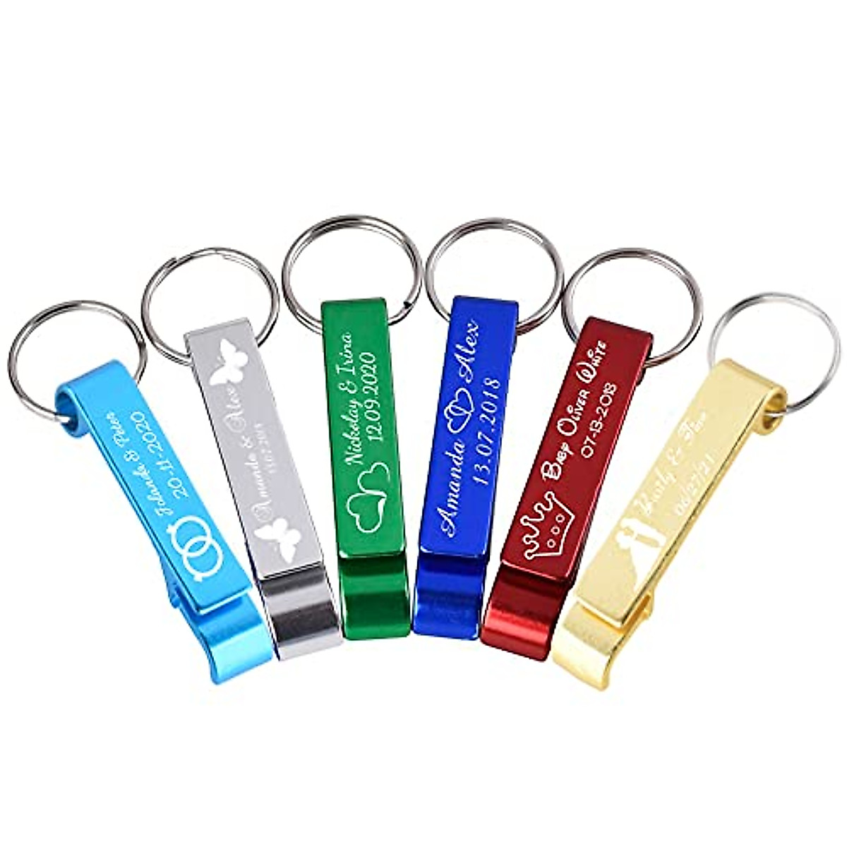 100pcs Personalized Wedding Favors Bottle Opener With Organza Bags, Wedding Favors For Guests Bulk,Custom Keychain Party Holiday Christmas Favors Gift(100 Pcs + Bag)