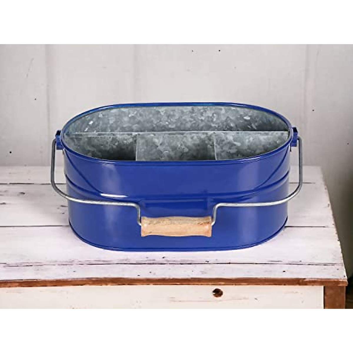 Alpha Living Home Utensil Caddy, Silverware Caddy Party, Silverware Caddy, Picnic Caddy, Flatware Caddy, Paper Plate Caddy, Galvanized Utensil Caddy, Metal Caddy, Outdoor Utensil Caddy - Slaty Grey