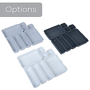 Smart Design Interlocking Drawer Organizer - 8 Piece Set - BPA Free - Utensils, Flatware, Office, Personal Care, or Makeup Storage - Kitchen - Graphite Gray