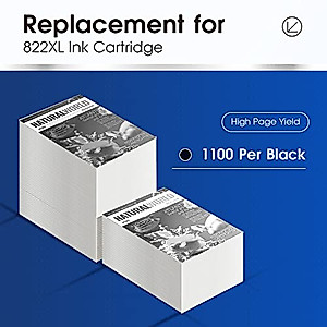 822XL Remanufactured Replacement for Epson 822 Black Ink Cartridges T822 T822XL for Workforce Pro WF-4820 WF-4830 WF-3820 WF-4833 WF-4834 Printer WF 3820 4820 4830 4833 4833(2 Pack)