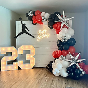 Red and Black Balloons Kelfara 80Pcs 12 inch Matte Black Red White and Confetti Latex Balloon Bulk for Birthday Party Bridal Shower Wedding Engagement Anniversary Bachelor Theme Graduation Decorations