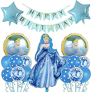 Happy Birthday Set Princess Cinderella Foil Balloons for Kids Birthday Baby Shower Princess Theme Party Decorations