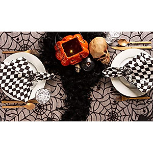DII Black Lace Overlay Tabletop Collection Gothic Halloween Decor, Tablecloth, 54x72, Spider Web