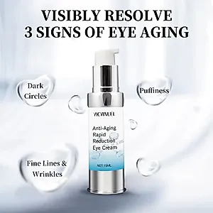 Anti-Aging Under-Eye Cream, Under Eye Bag Cream, Instantly Reduces Dark Circles and Puffiness by VICVINUEL, Peptides & Vitamin E for All Skin Types (0.5 FL OZ).
