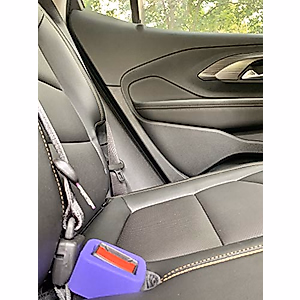 BPA-Free Car Seat Belt Buckle Booster (Size: Short, Model: Side Slit) - Snaps Around Receptacle - Gift Fun Kid Safety Stickers - Raises and Stabilizes Your Receiver (2-Pack)