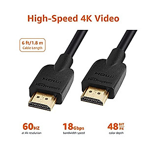 Amazon Basics High-Speed 4K Ultra HD HDMI 2.0 Cable / Cord, 6 feet, 24-Pack, 18 Gbps, 60 Hz, 2160p, 48 bit, male-to-male, Ethernet Ready, 3D, Black