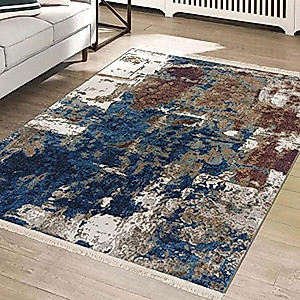 LUXE WEAVERS Arman Distressed Artistic Abstract Fringe Multi 8x10 Area Rug