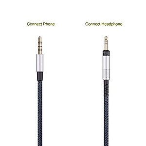 Audio Replacement Cable Compatible with Audio Technica ATH-M50x, ATH-M40x, ATH-M70x Headphones, Audio Cord with in-Line Microphone and Remote Volume Control Compatible with iPhone iPod ipad Apple