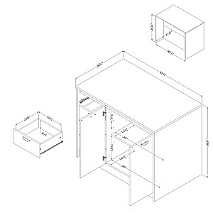 South Shore Amaro Kitchen Island with Storage, White Marble and White