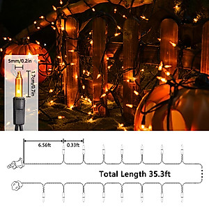 Toodour Orange Lights Halloween Lights, 33ft 100-ct Incandescent Halloween String Light, UL Certified Connectable Mini Bulbs Halloween Orange Fairy Light for Home, Garden, Halloween Party Decor