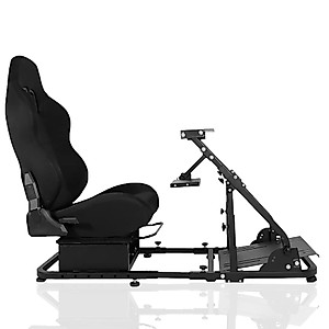 Supllueer Sim Racing Cockpit Black Racing Seat Wheel Stand with 2 Arms Support Fit for Logitech/Thrustmaster/Fanatec G25 G27 G29 G920 TX T300 V9, Racing Simulator Frame, No Wheel Pedal Shifter
