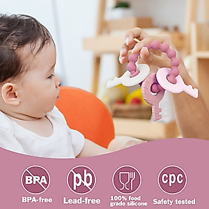 YAPROOM Silicone Teething Keys for 6-18 Month Baby, Infants Toddler Toy Keys, Cute Keys Teether Ring, Soft Teether Toys for Baby Girl