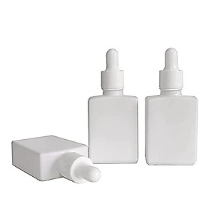BEGIKET 12 Pack 1 oz Square Glass Dropper Bottle for Essential Oil, 30ml /1 oz White Coated Glass Bottle with Eye Droppers, for Perfume,Serums and Liquids (Matte White)