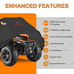 Comnova ATV Cover for 4 Wheelers - 95 Inch ATV Covers 600D Heavy Duty & Waterproof, Outdoor Four Wheeler Quad Cover All Weather Large for Polaris, Kawasaki, Arctic Cat, Honda, Yamaha and More