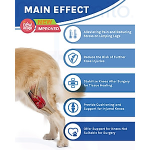 MerryMilo dog knee brace for torn acl hind leg -Upgraded Anti-Slip, Support for Cruciate Ligament Injury, Arthritis, Joint Pain, Muscle Sore, CCL Brace(Size: L, Left Leg)