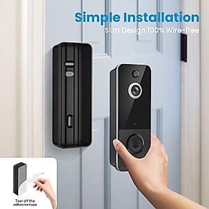 BITEPASS Smart Video Doorbell Camera Wireless with Ring Chime, AI Human Detection, 2-Way Audio, HD Live View, Wire-Free, Night Vision, Cloud Storage, Battery Powered, Indoor Outdoor Surveillance