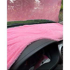 Soft Furry Plush Car Dashboard Dash Protector Dash Mat Sun Cover Pad Carpet Candy red 150x40cm, Pink Car Accesories for Women (Pink)