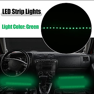 X AUTOHAUX 10 Pcs 30cm 1ft Interior Universal LED Strip Light 12V Flexible Waterproof Underglow Lights for Cars Truck Motorcycles Boat Green Light